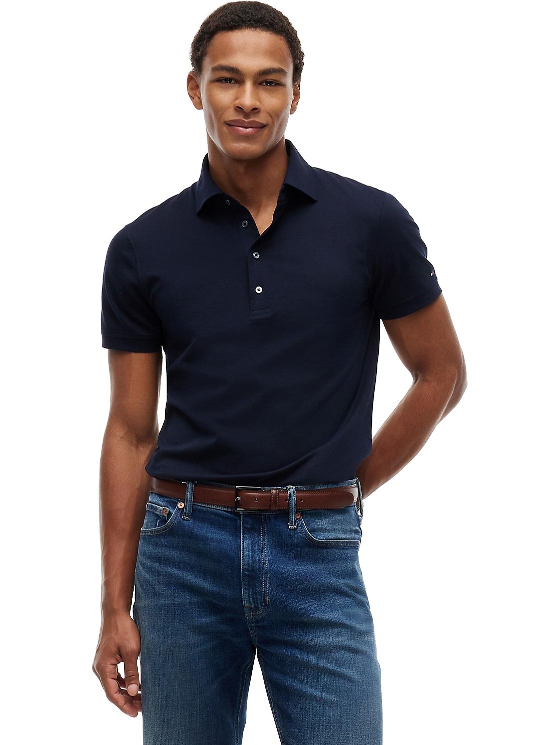 TOMMY HILFIGER men's new york label regular fit mercerized polo -